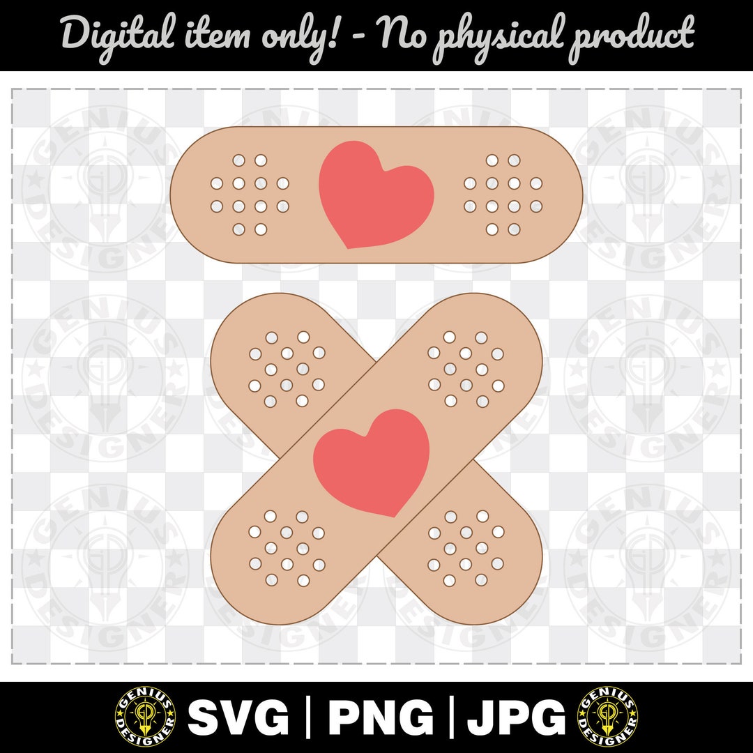 Bandaid With Heart Svg | Band Aid Cut File Svg Png Jpg | Bandage ...