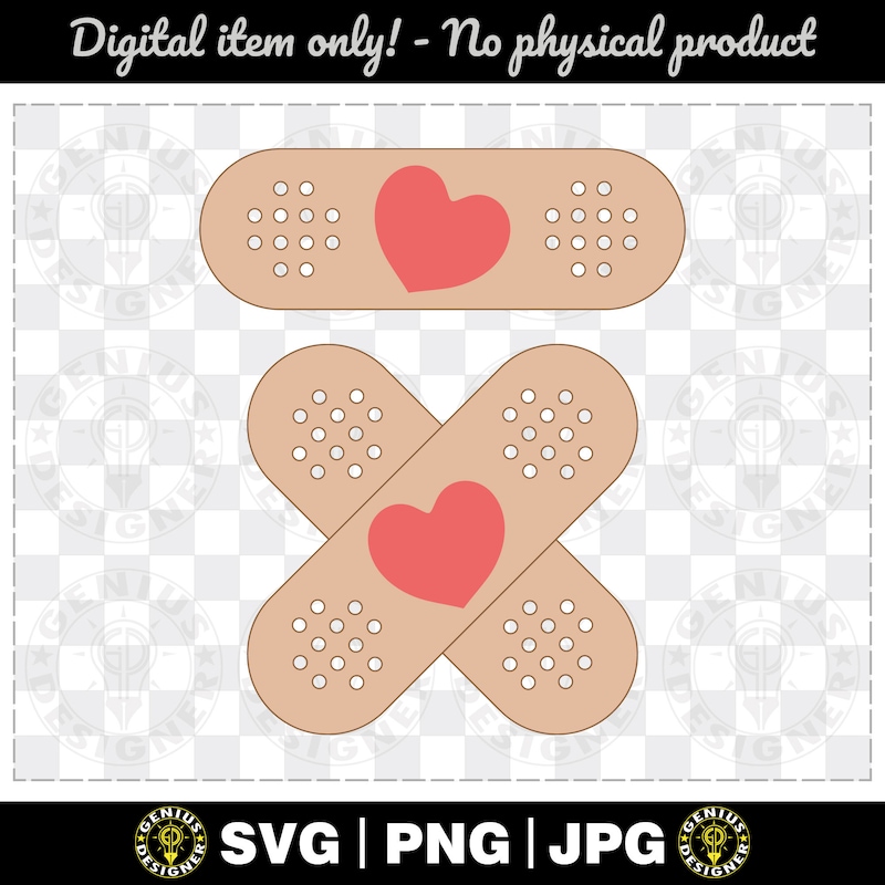 Band Aid With Heart on It - Etsy