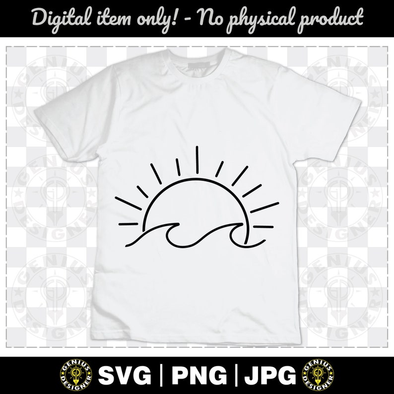 Ocean Wave and Sun SVG Sunrise Wave Svg Sunset Beach Svg Sunshine Svg ...