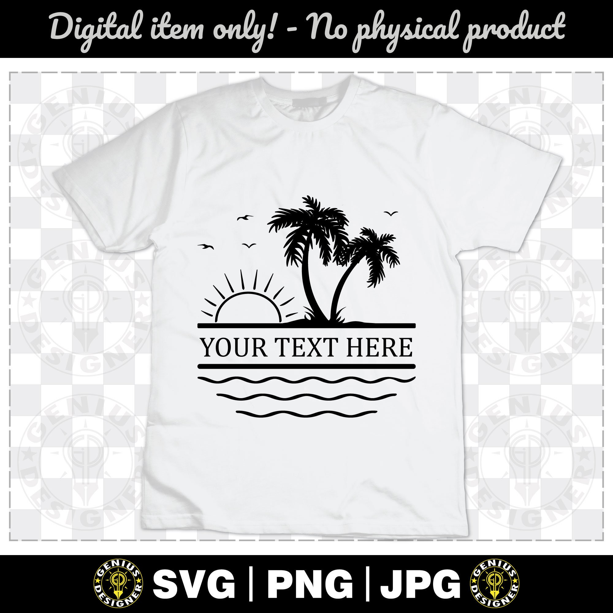 Palm Tree Split Frame Svg Beach Monogram Frame Palm Tree Nametag Svg ...