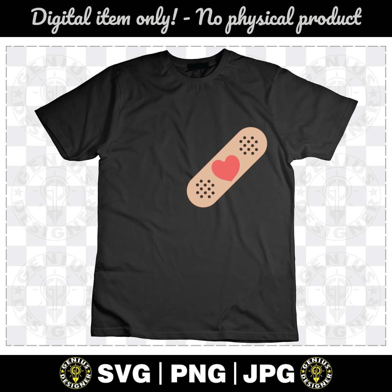 Bandaid With Heart Svg Band Aid Cut File Svg Png Jpg Bandage Clipart ...