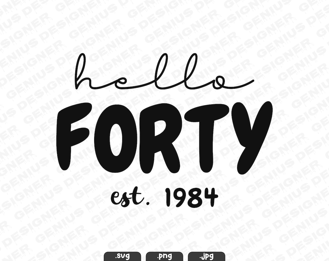 Hello Forty SVG | Hello 40 Svg Png | Established 1984 Svg | Forty ...