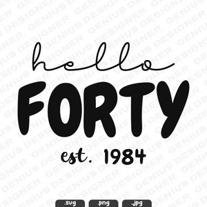 Hello Forty SVG | Hello 40 Svg Png | Established 1984 Svg | Forty ...