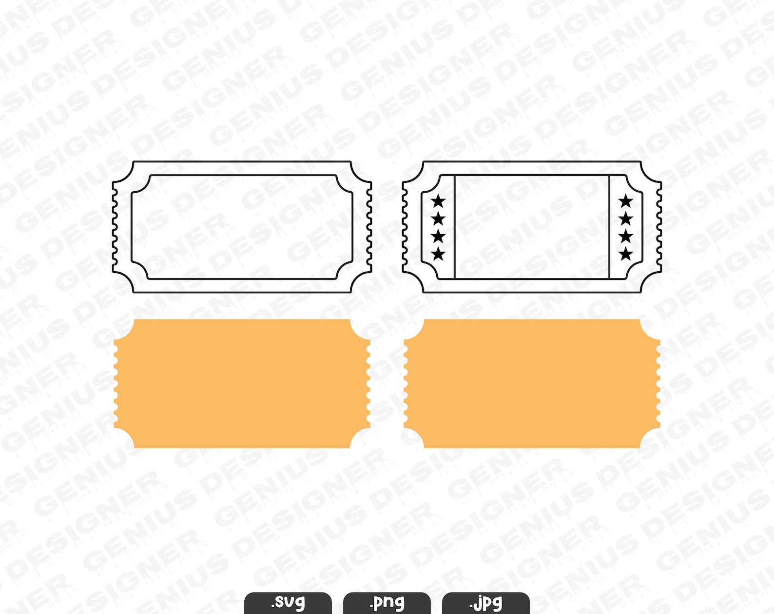 Ticket SVG Ticket Template Svg Custom Ticket Border Bundle Movie Ticket ...