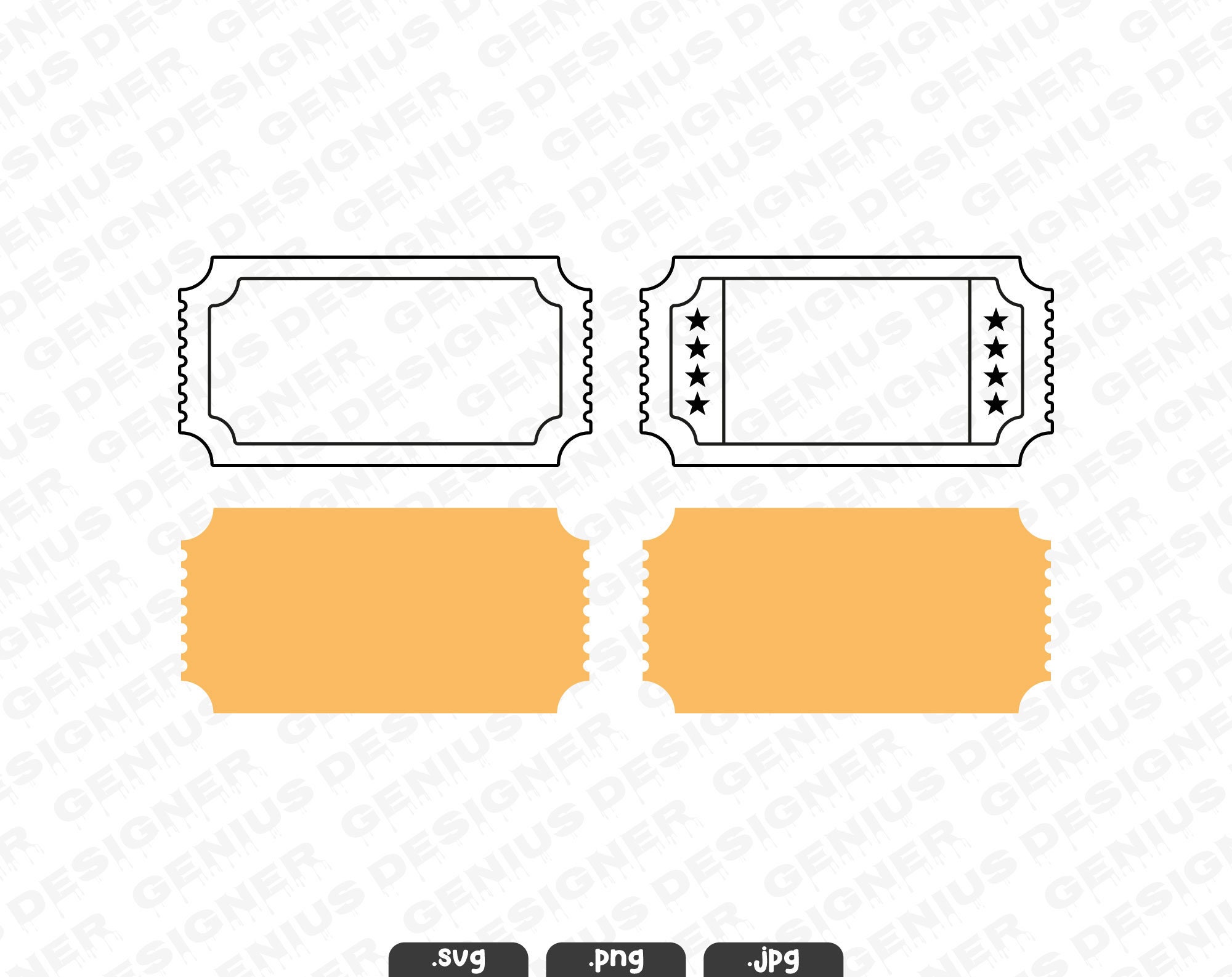 Ticket SVG | Ticket Template Svg | Custom Ticket Border Bundle | Movie ...