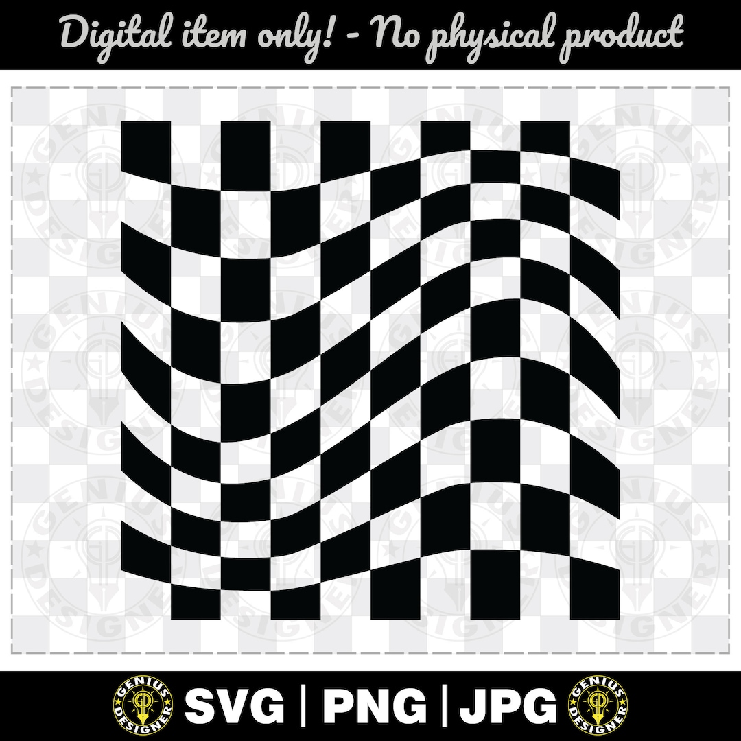 Wavy Checkered Pattern Solid Svg Png Jpg, Warp Checkered Pattern ...