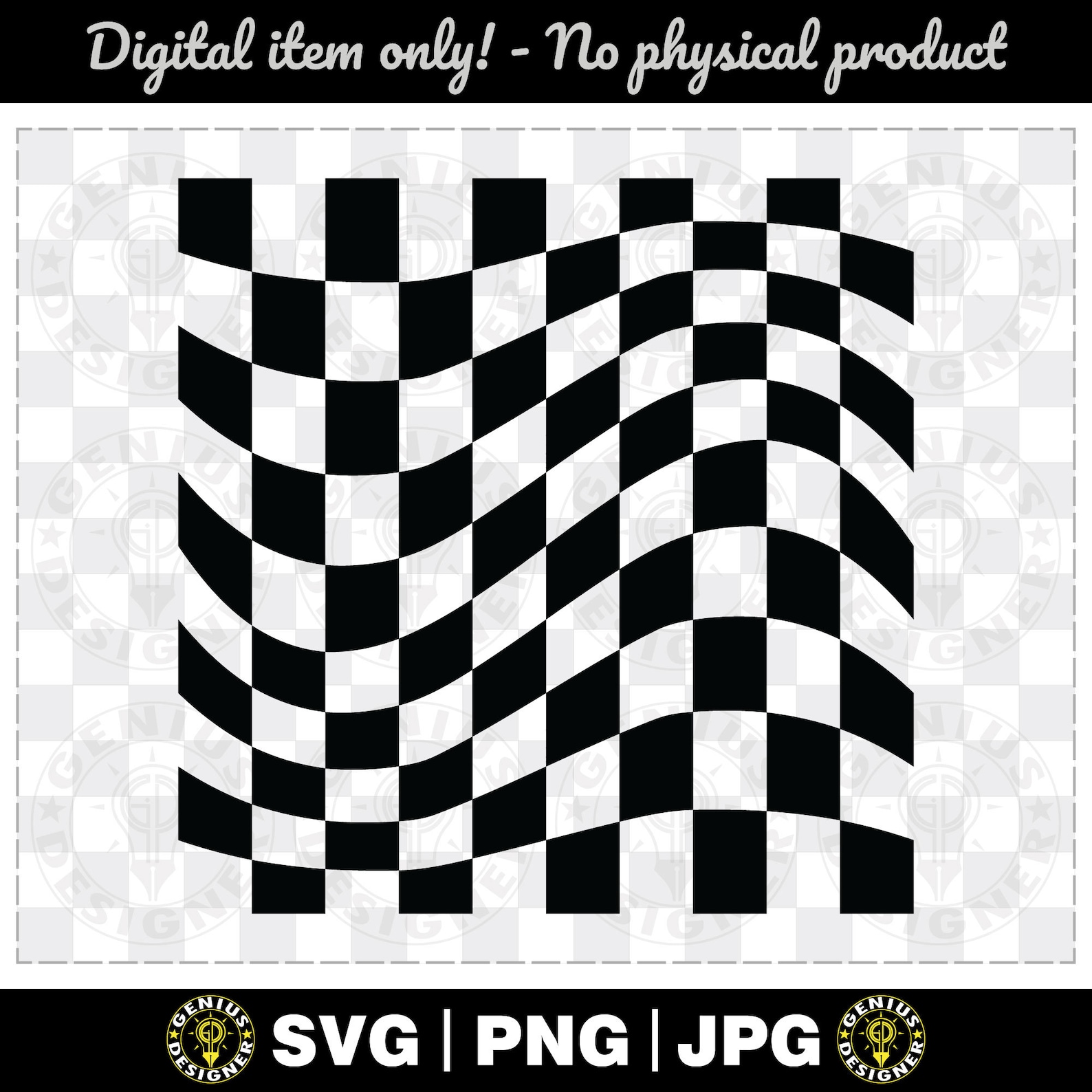 Wavy Checkered Pattern Solid Svg Png Jpg, Warp Checkered Pattern ...