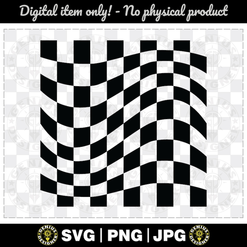 Wavy Checkered Pattern Solid Svg Png Jpg, Warp Checkered Pattern ...