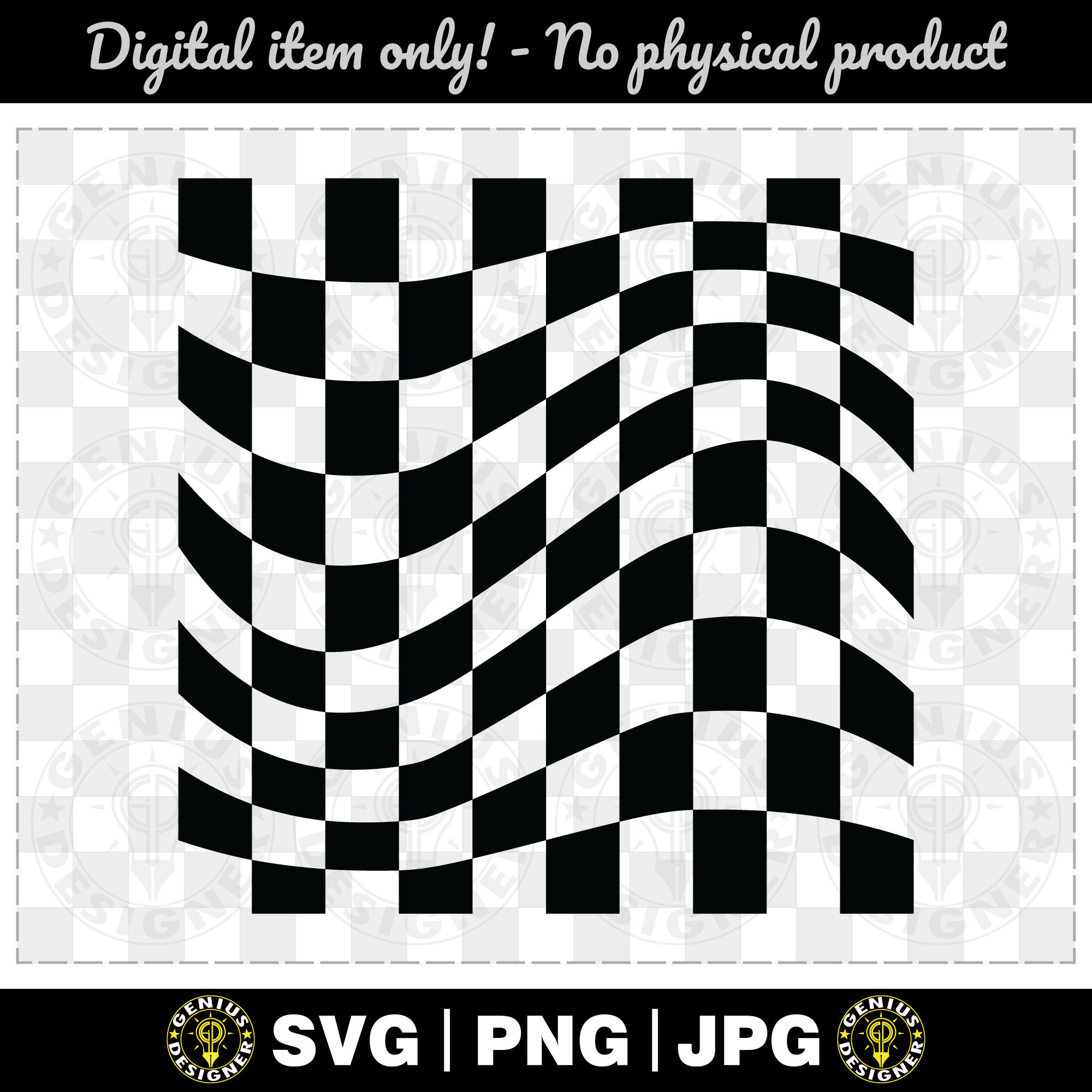 Wavy Checkered Pattern Solid Svg Png Jpg, Warp Checkered Pattern ...