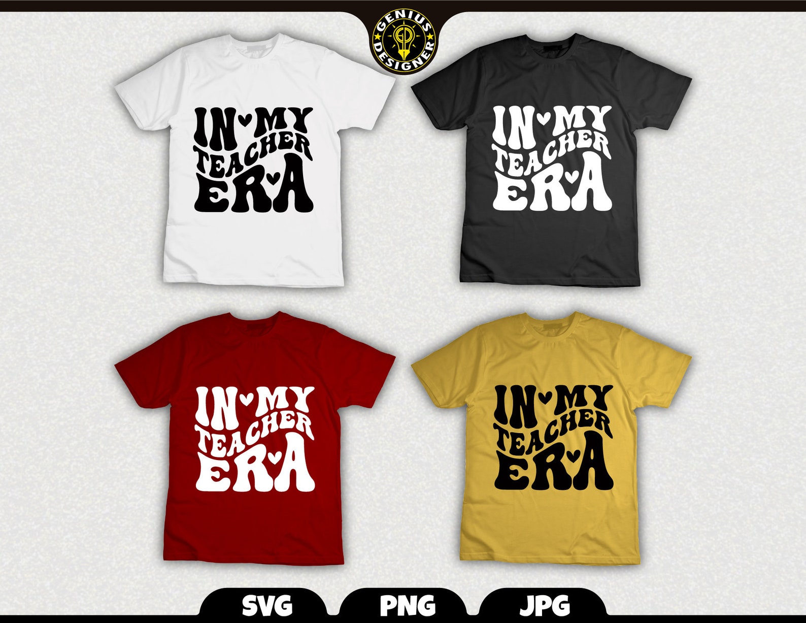 In My Teacher Era SVG, Wavy Teacher Stacked Text, Teaching Eras Svg Png, Retro Groovy Shirt ...