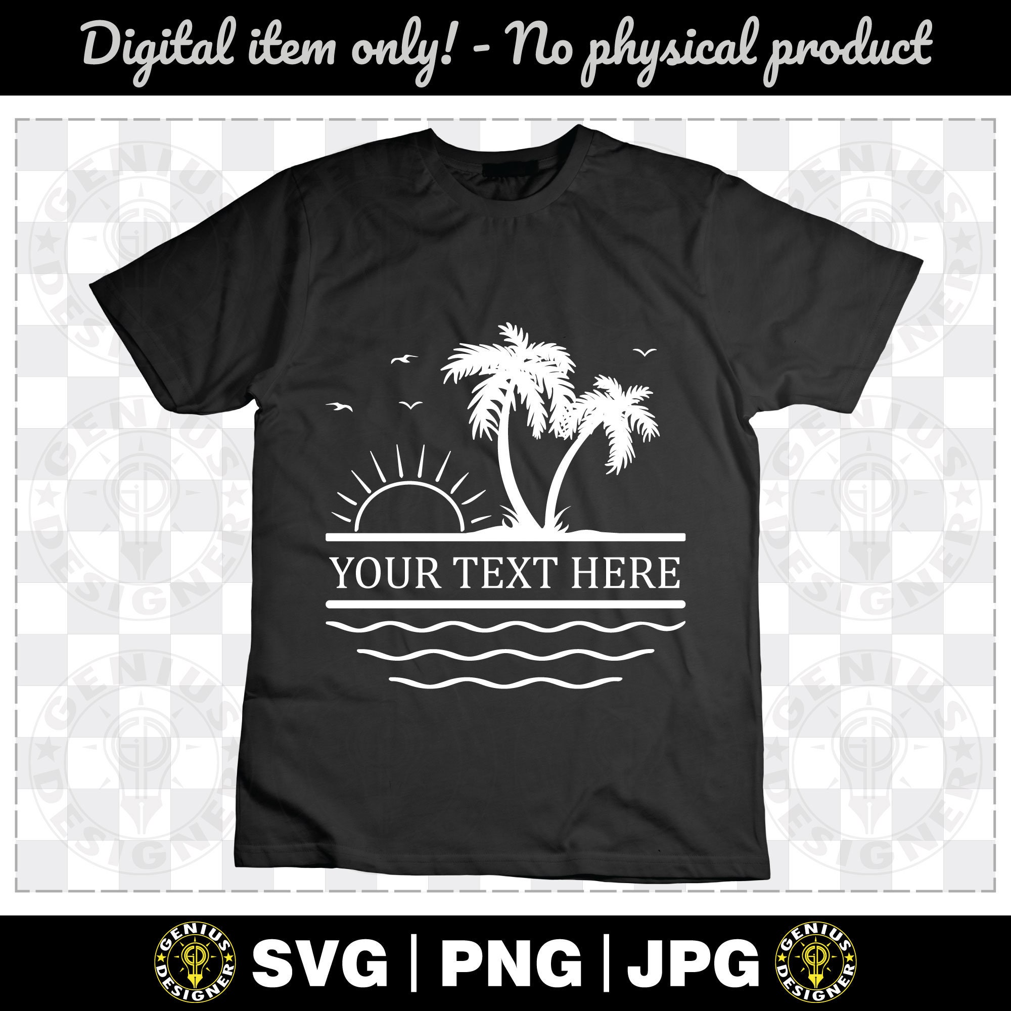 Palm Tree Split Frame Svg Beach Monogram Frame Palm Tree Nametag Svg ...