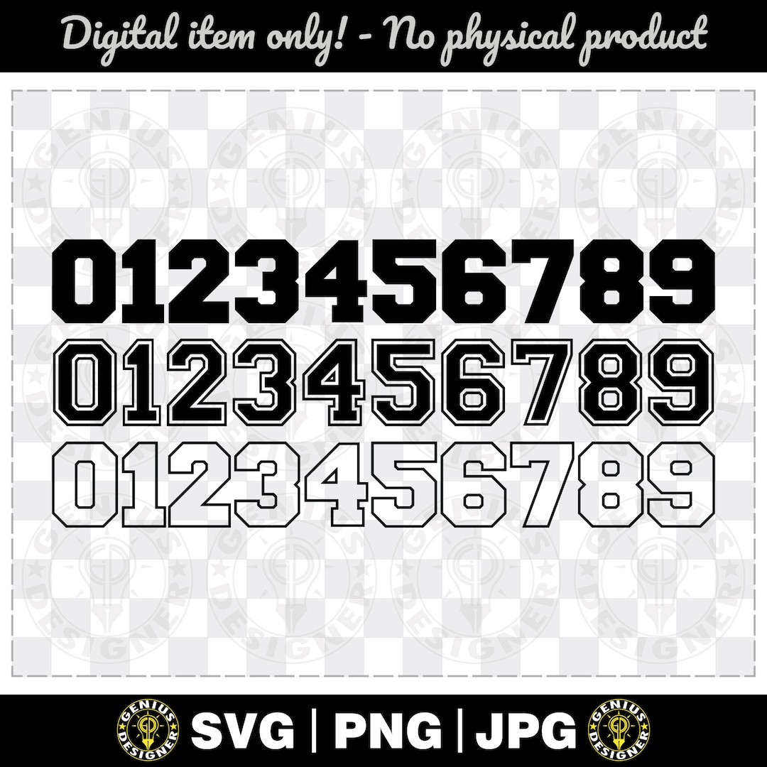 Sport Numbers SVG | Jersey Numbers Templates | Transparent Background ...