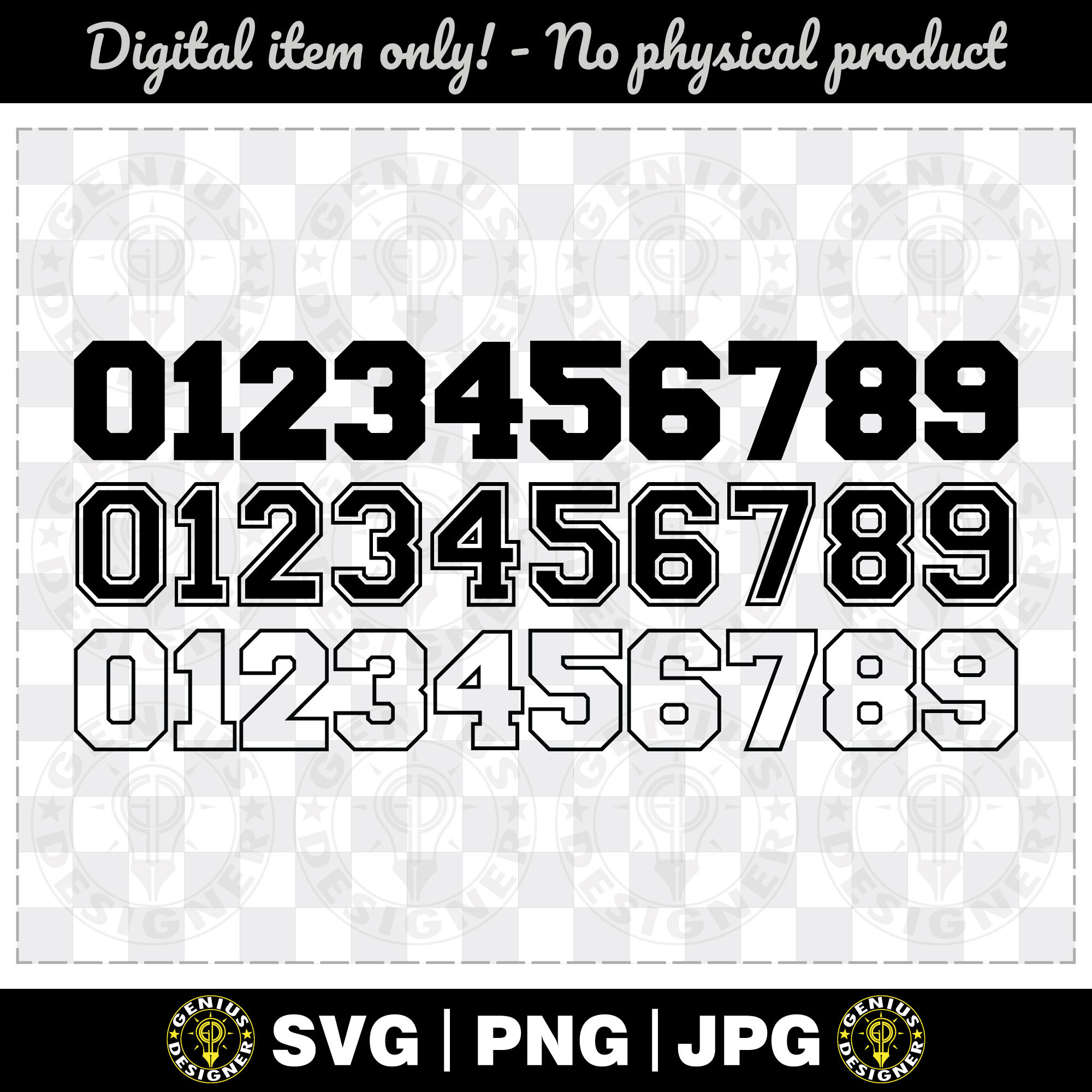 Sport Numbers SVG Jersey Numbers Templates Transparent - Etsy