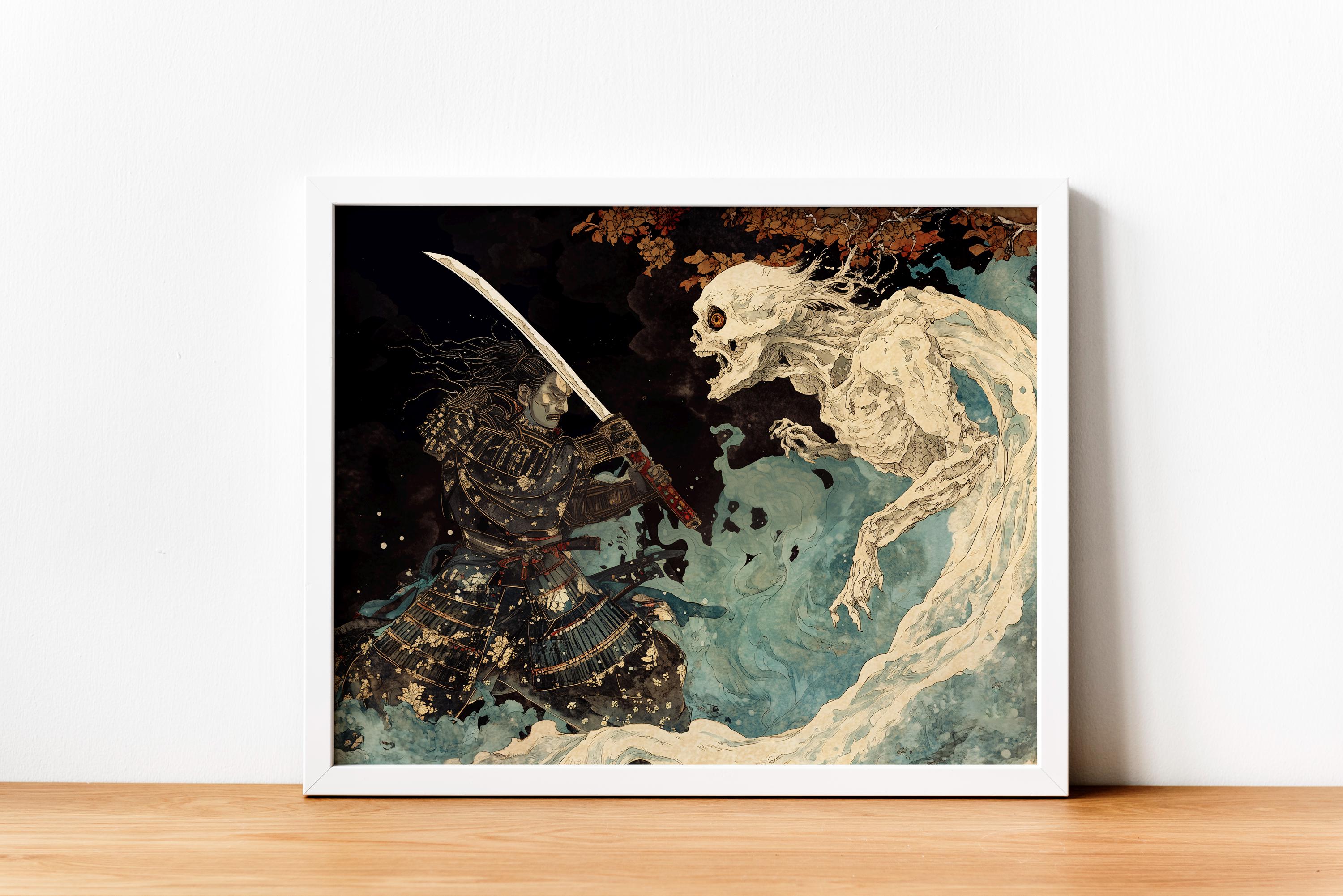 Samurai Vs Yurei Art Print: Japanese Mythology Decor (digital Download ...