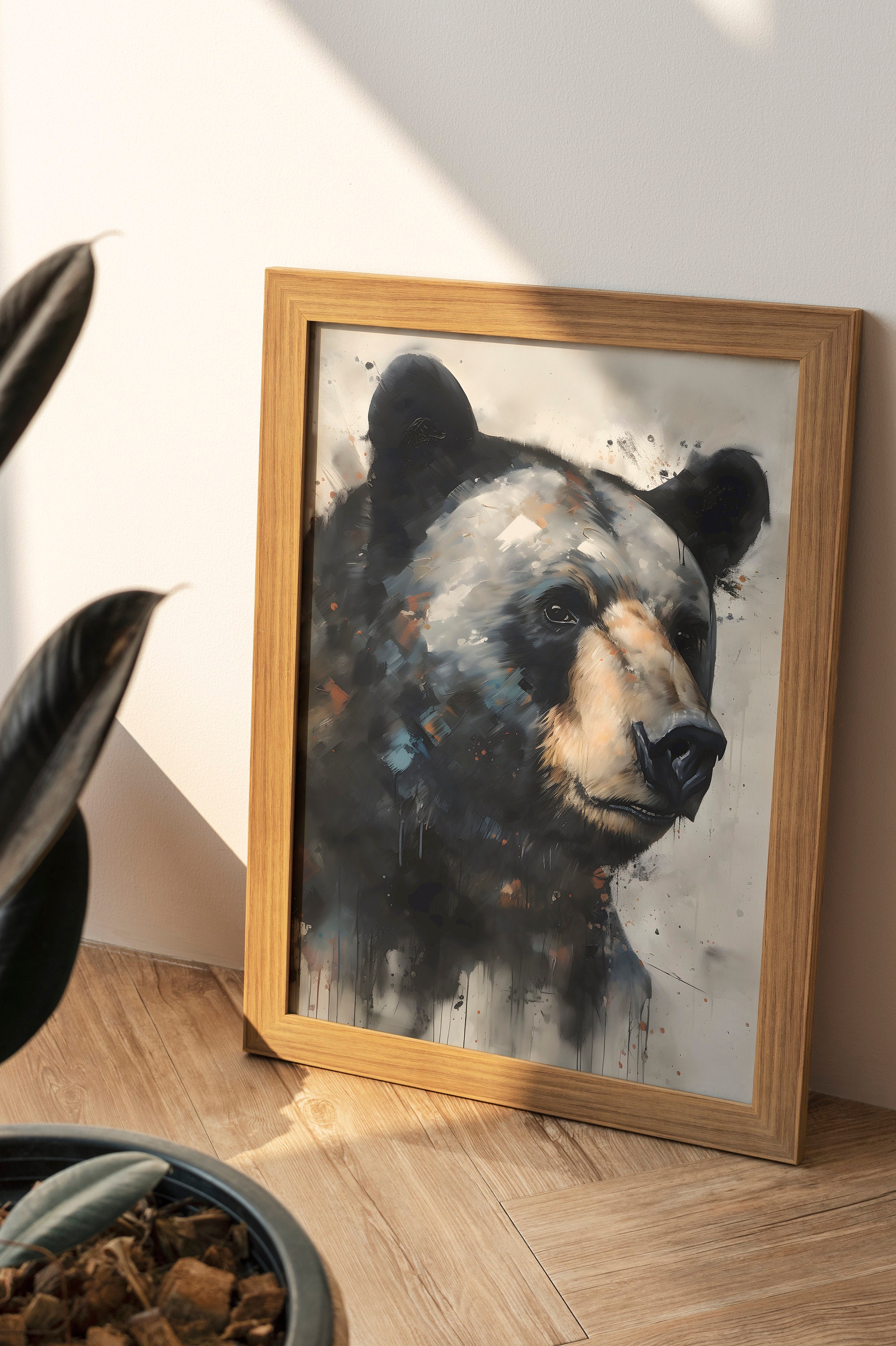 Black Bear Abstract Art | Rustic Decor Painting | Black Bear Printable ...