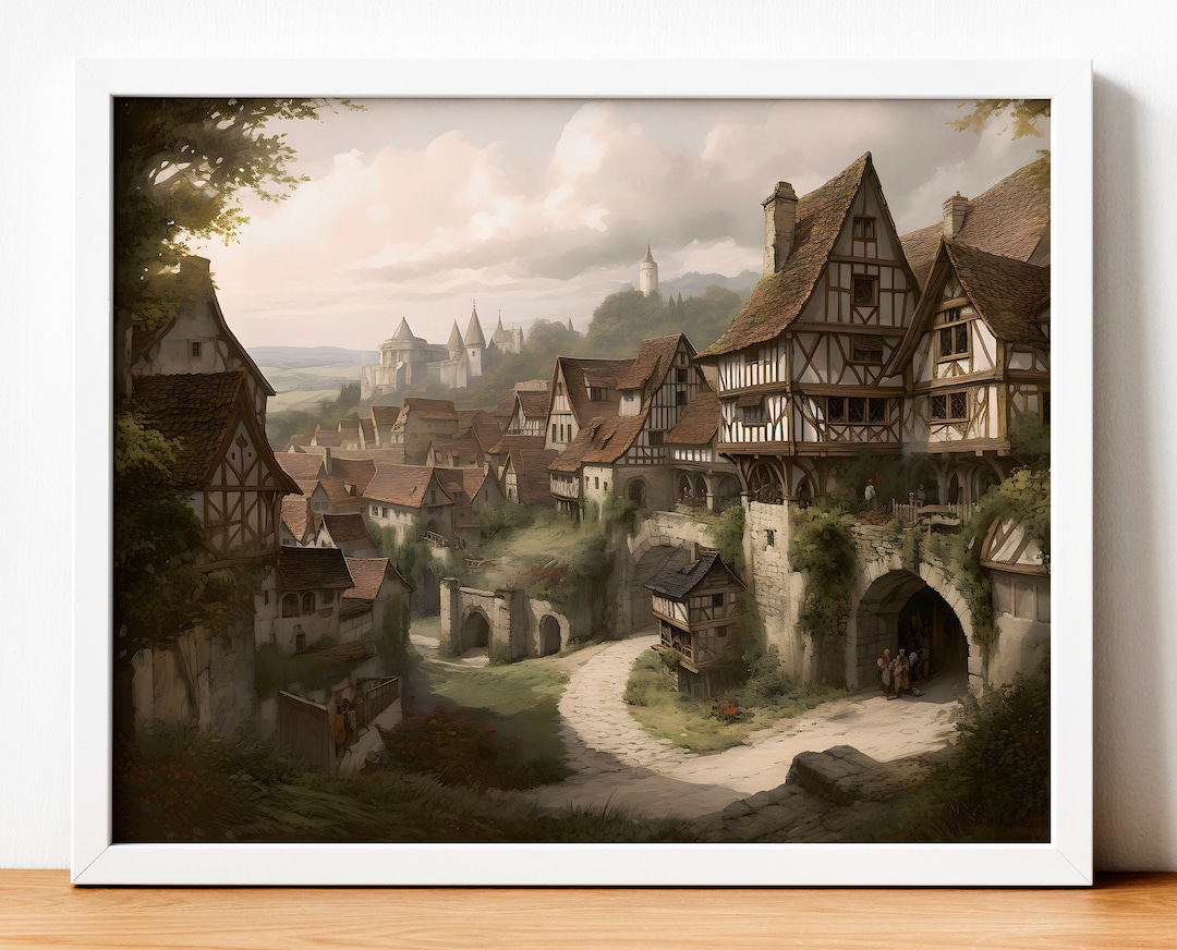 Dungeons, Dragons Game Room Art, Medieval Tavern and Medieval Village ...