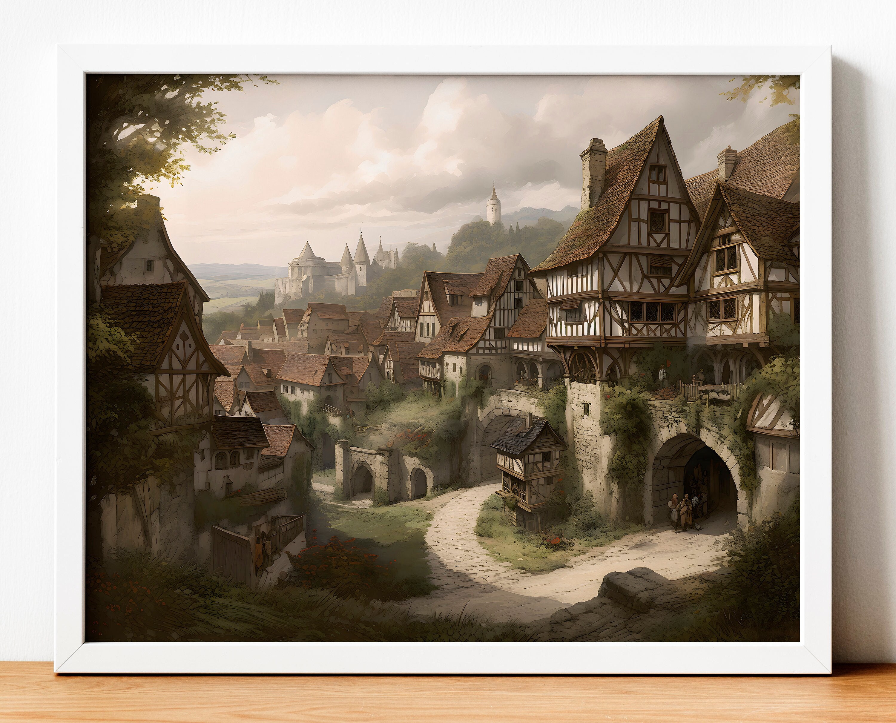 Dungeons, Dragons Game Room Art, Medieval Tavern and Medieval Village ...