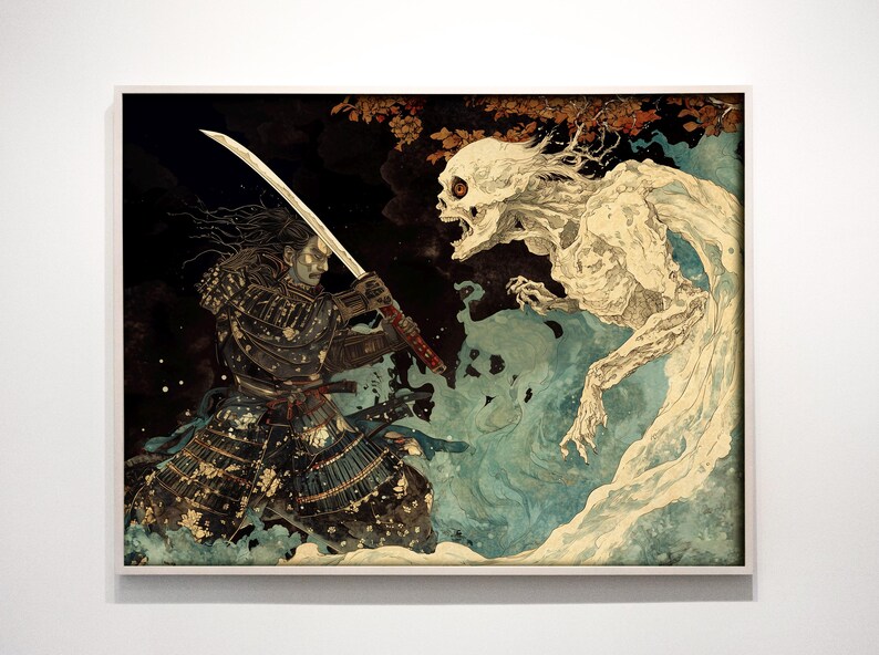 Samurai Vs Yurei Art Print: Japanese Mythology Decor (digital Download ...