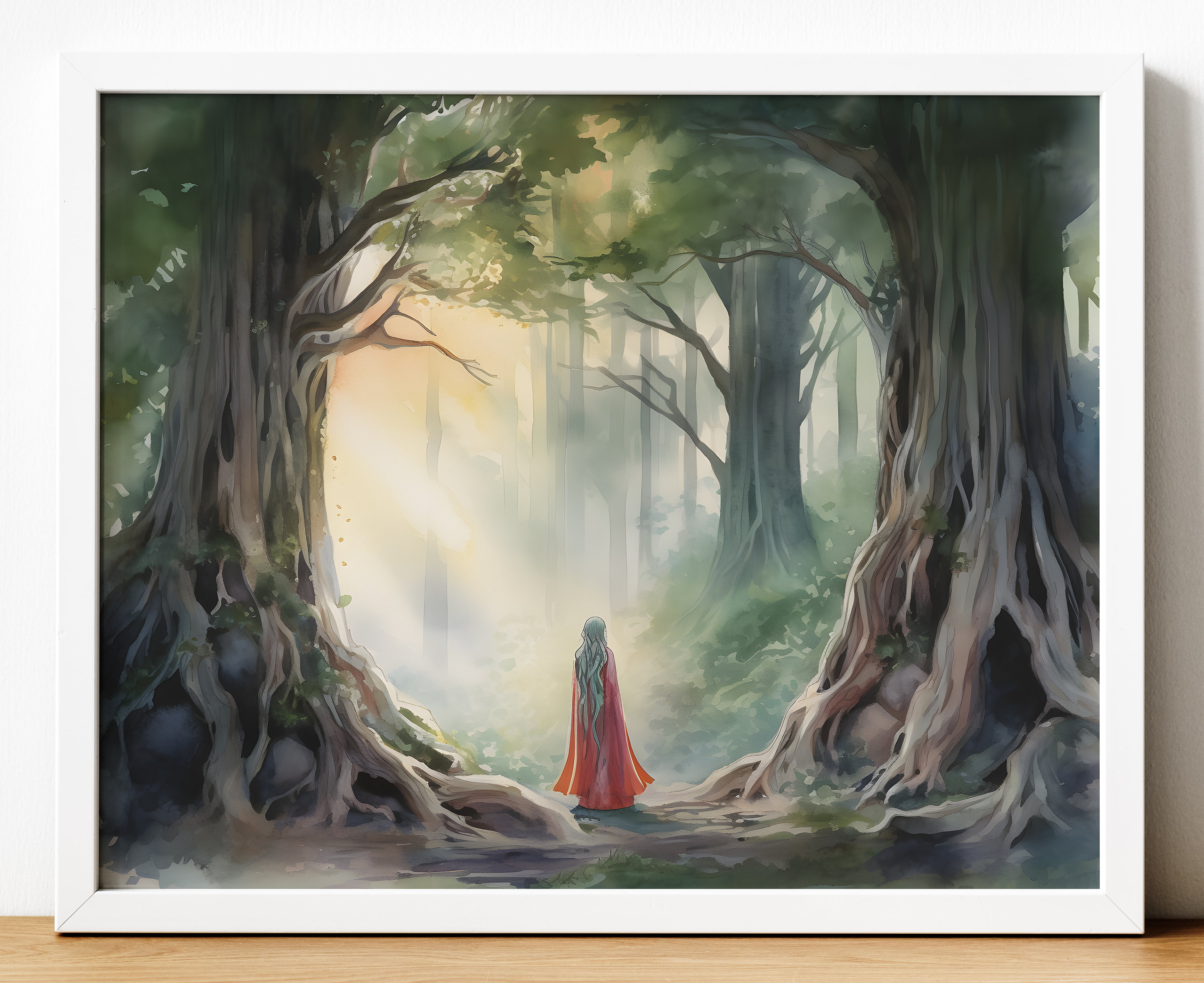 Enchanted Forest Art Print, Tree Painting, Printable Anime Art Print ...