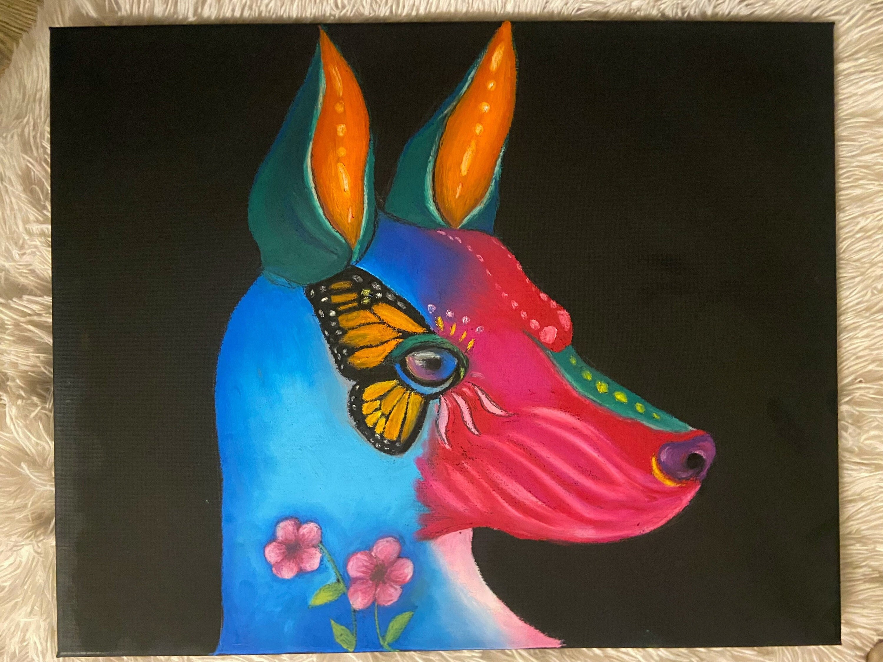 Alebrije Xolo Original Oil Pastel Canvas - Etsy