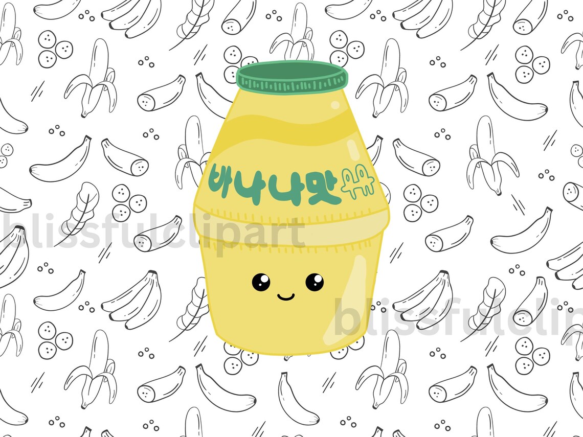 Kawaii Banana Milk PNG Digital Banana Milk Clipart Drink - Etsy