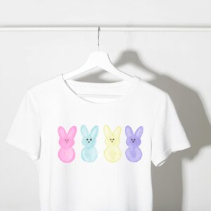 Watercolor Easter Bunny Peeps Clipart, Marshmallow Bunny Peeps, Pastel ...