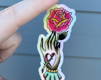 Rose on a Stem Tattoo Sticker - Etsy