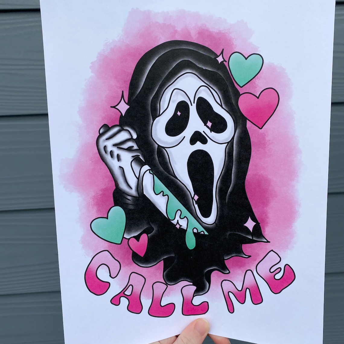 Ghostface Scream Cute Pink Girly Art Print Original Artwork - Etsy