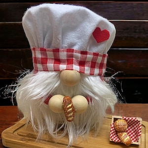Chef Gnome, Kitchen Gnome, Farmhouse Decor, Knitted Gnome, Baker Gnome ...