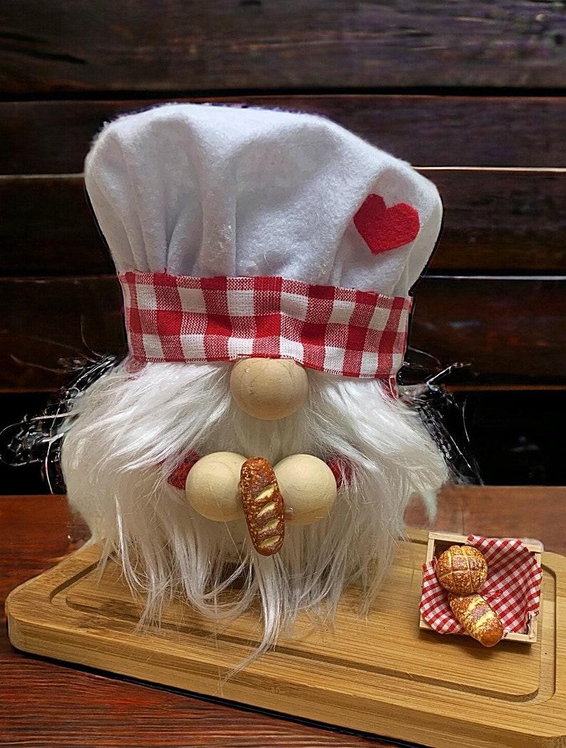Chef Gnome, Kitchen Gnome, Farmhouse Decor, Knitted Gnome, Baker Gnome ...