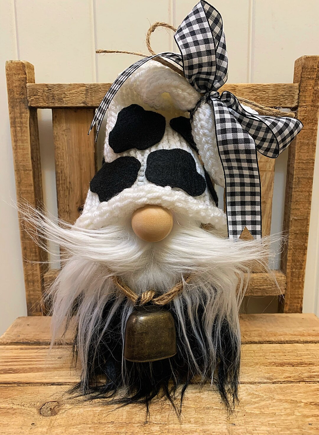 Cow Gnome, Farm Gnome, Farmhouse Decor, Cow Bell Gnome, 4-H Gnome ...