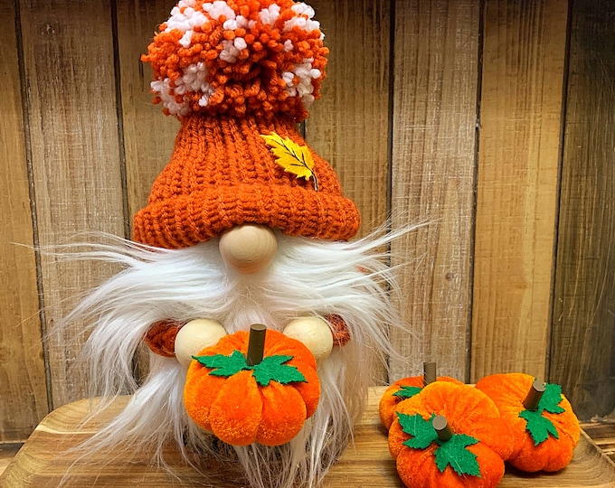 Fall Gnome, Autumn Gnome, Pumpkin Gnome. Farmhouse Decor, Knitted ...