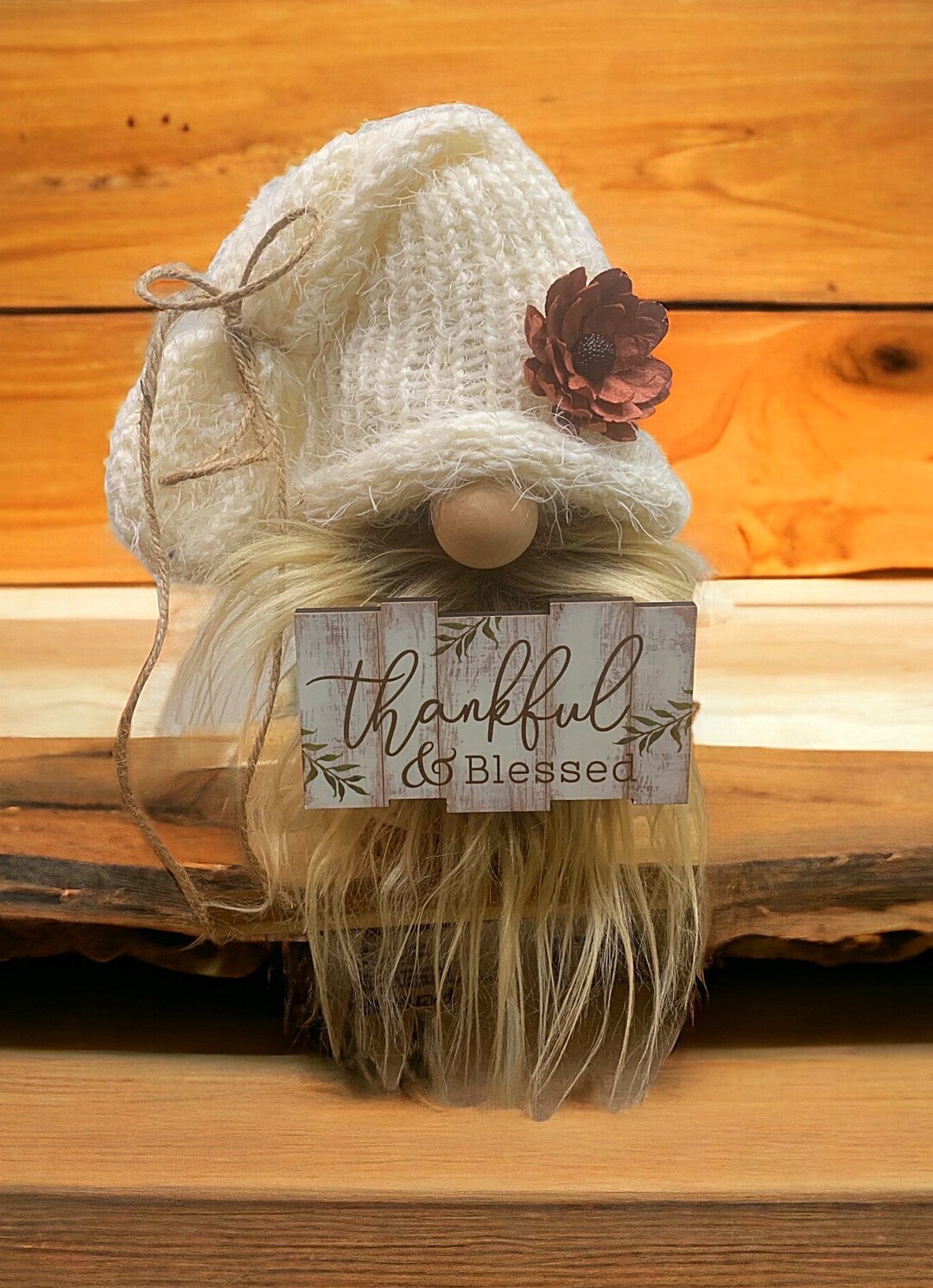 Knitted Gnome, Farmhouse Decor, Gnome With Hat, Blessed Gnome ...