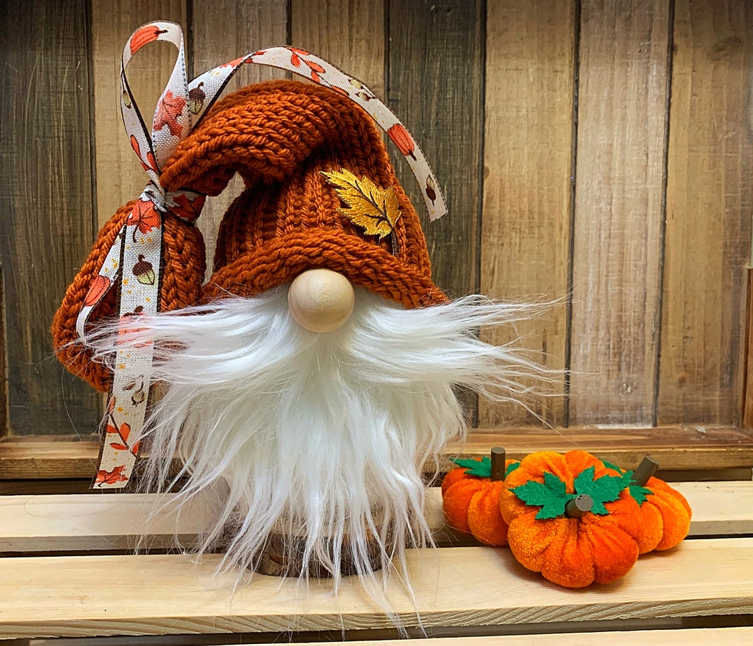 Fall Gnome, Autumn Gnome, Pumpkin Gnome. Farmhouse Decor, Knitted ...