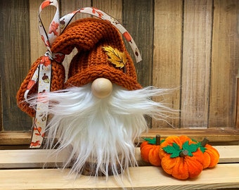 Fall Gnome, Autumn Gnome, Pumpkin Gnome. Farmhouse Decor, Knitted ...