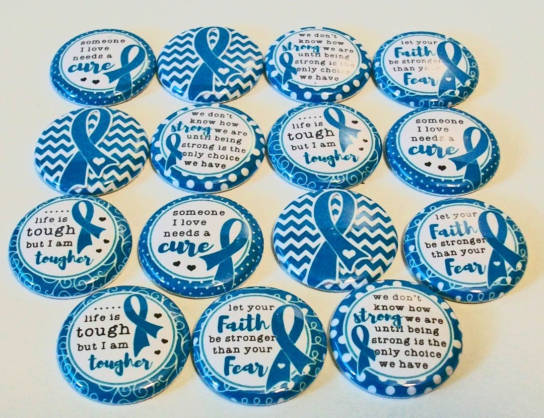 Turquoise Ribbon Cancer Awareness Set of 15 1 Inch Buttons. Choose Flat ...