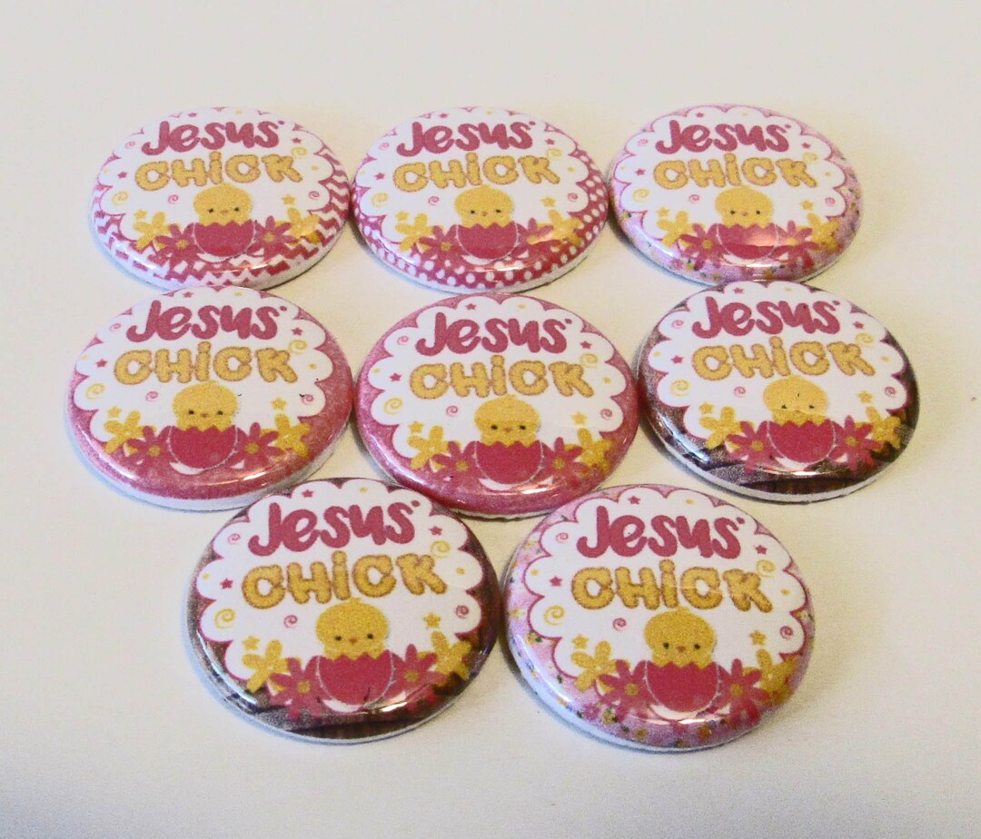 Cute Jesus Chick Easter Set of 8 1 Inch Buttons. Choose Flat Back, Pin ...