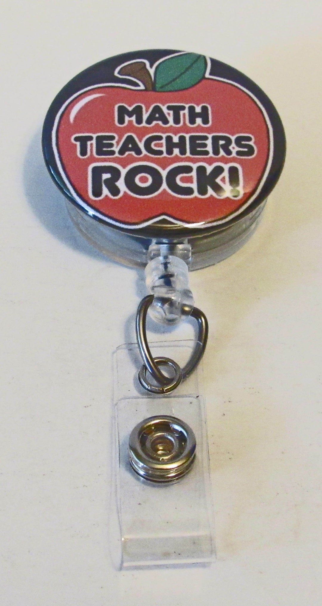 Red Apple Math Teachers Rock Badge Clip Badge Reel Great Gift Idea - Etsy