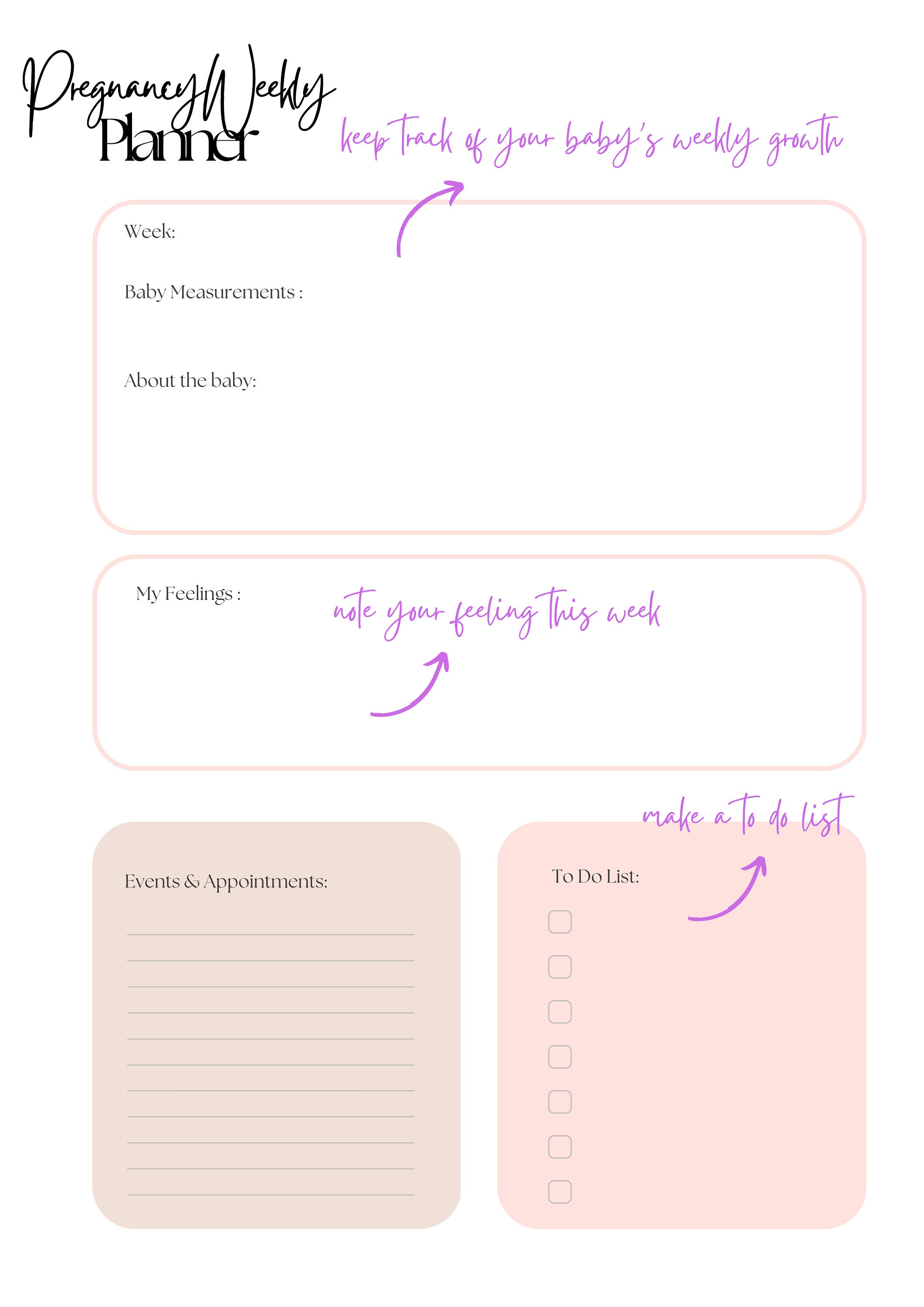 Pregnancy Planner Printable, Hospital Bag Checklist, Baby Name Ideas ...