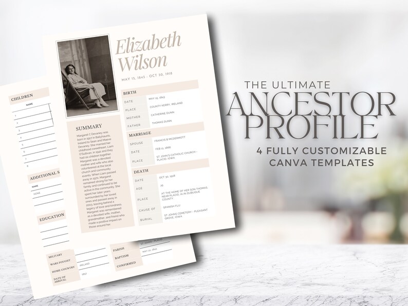 Ancestor Profile Template for Genealogy Research Printable - Etsy