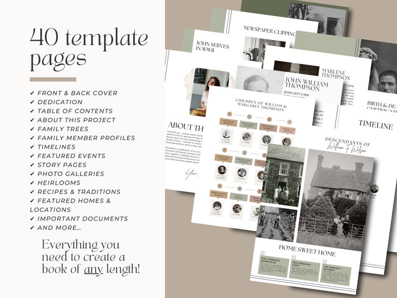 Ancestry Book Template - DELUXE | Family History Genealogy Printable ...