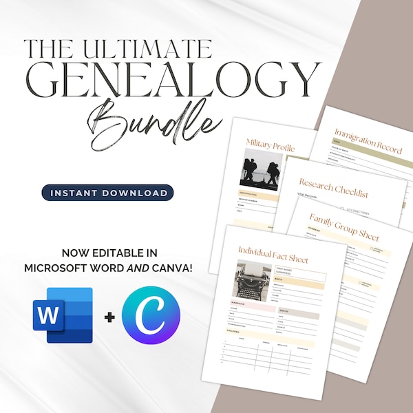 Ancestry Book Template DELUXE Family History Genealogy Printable ...