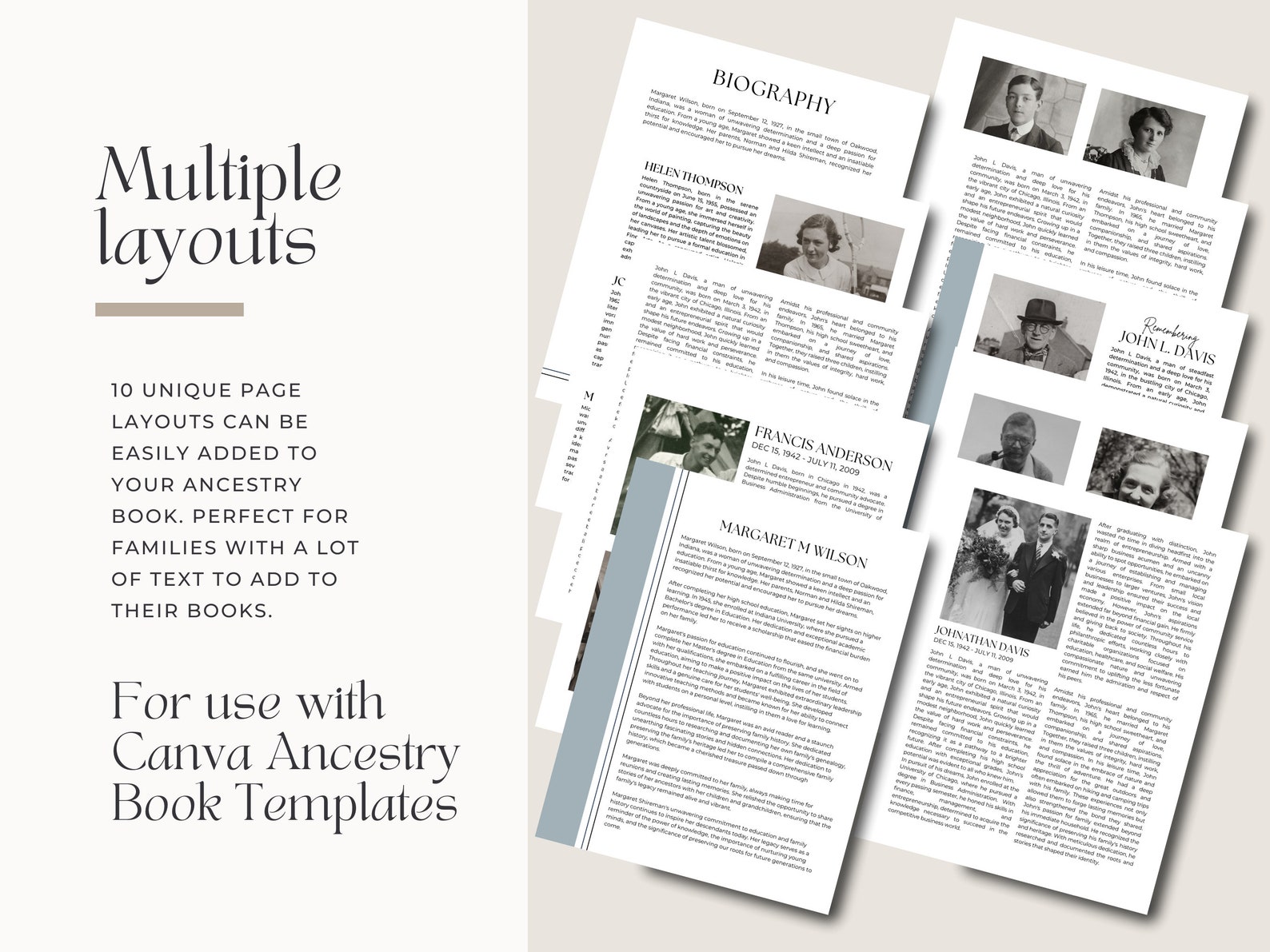 Add-on Pages for Ancestry Book | BIOGRAPHY PAGES | for Use With Any of ...