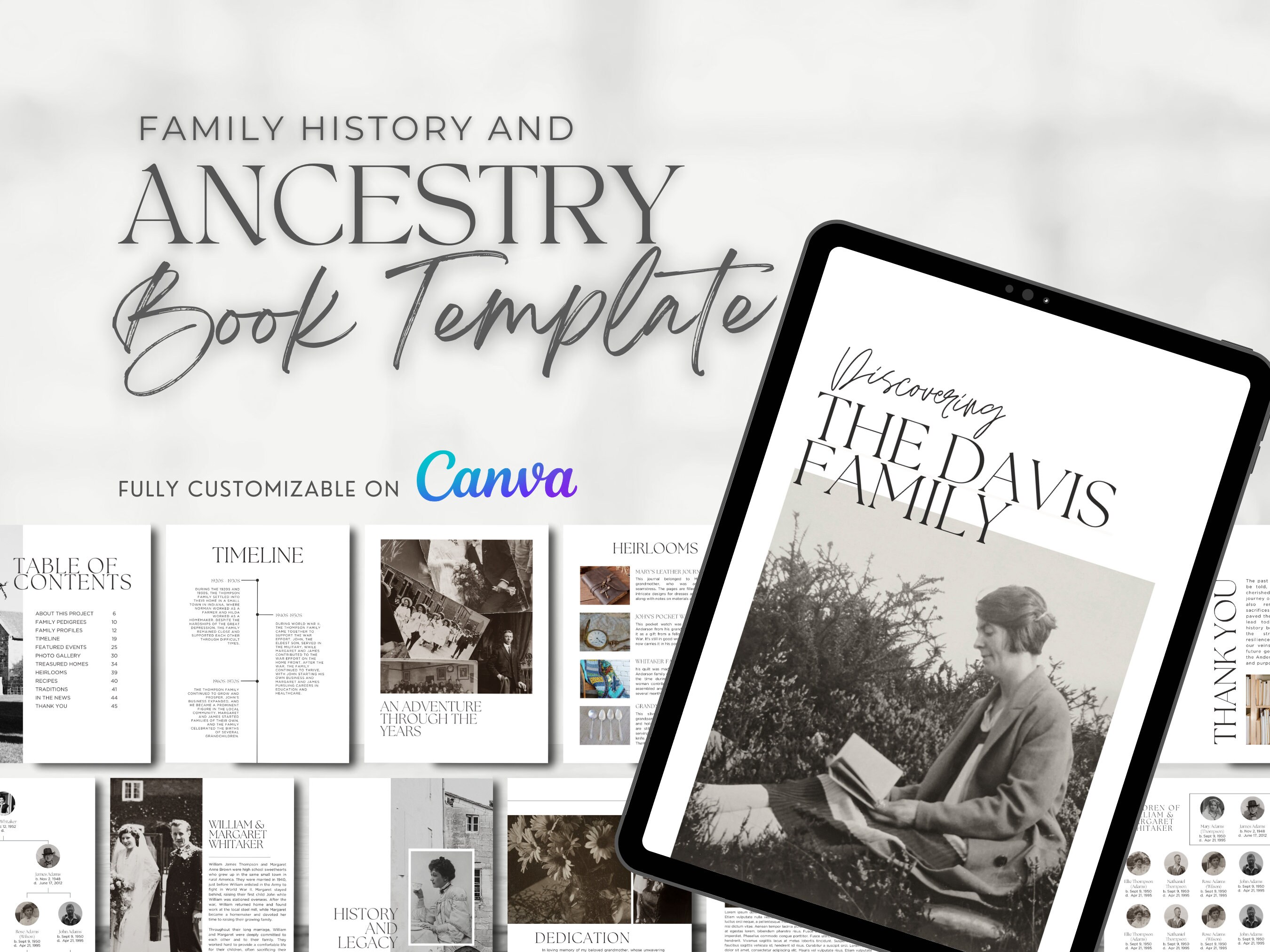 Ancestry Book Template DELUXE Family History Genealogy - Etsy