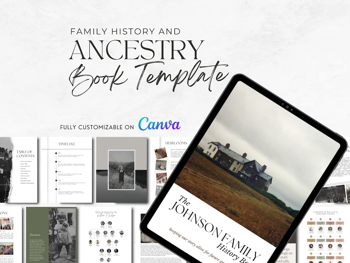 Ancestry Book Template - DELUXE | Family History Genealogy Printable ...
