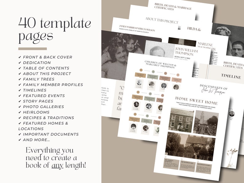 Ancestry Book Template - DELUXE | Family History Genealogy Printable ...