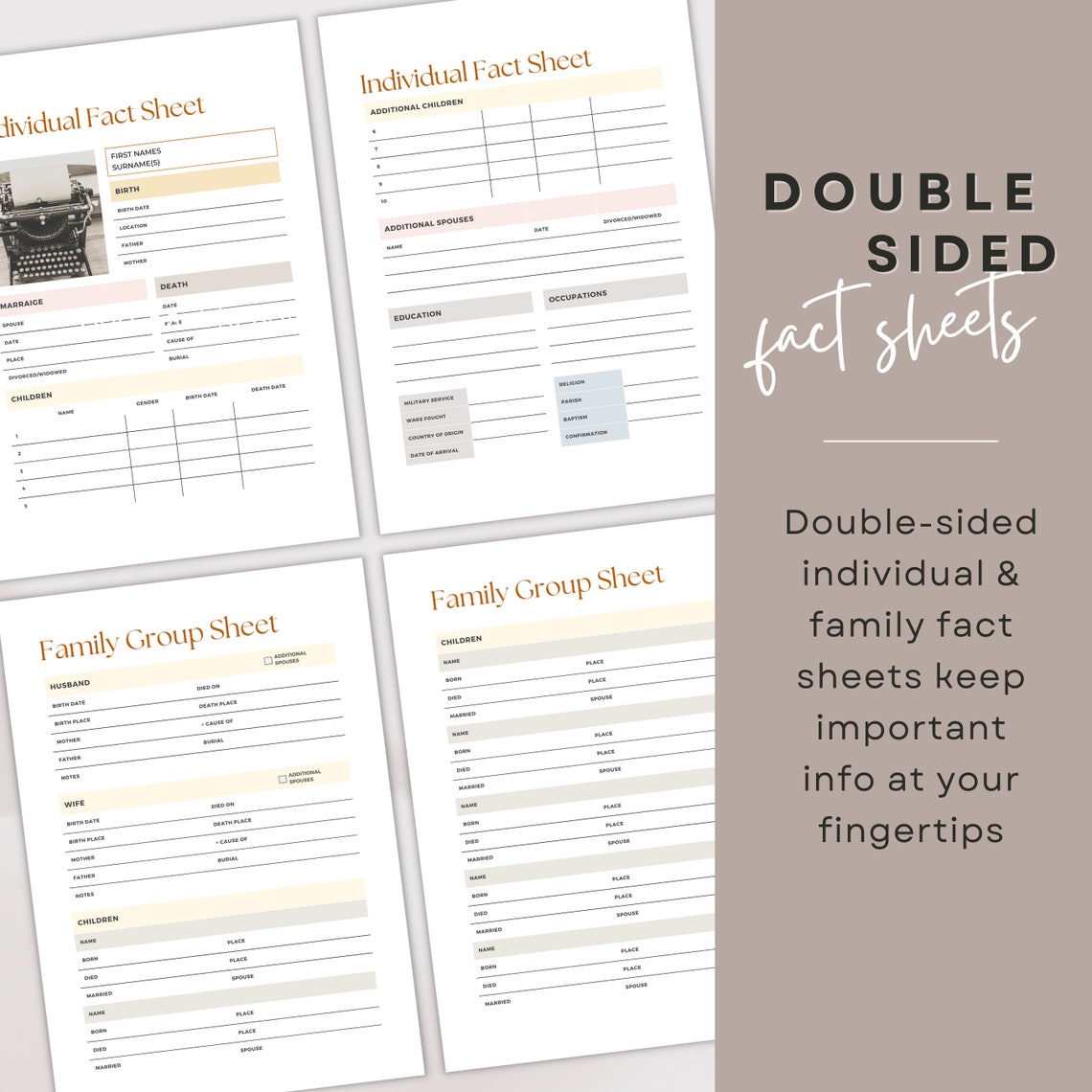 Genealogy Worksheet Bundle | Microsoft Word Ancestry Form | EDITABLE ...