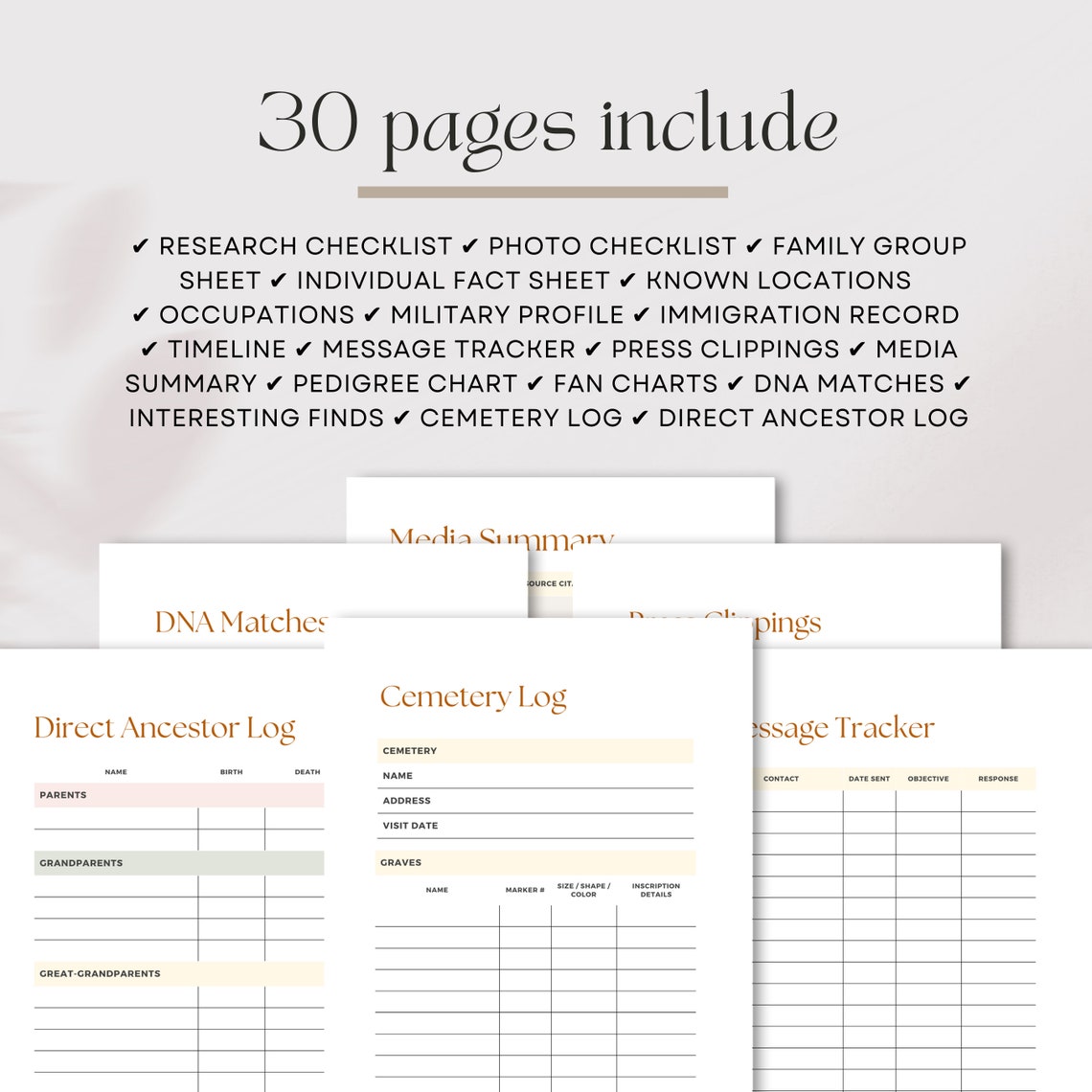 Genealogy Worksheet Bundle Microsoft Word Ancestry Form - Etsy