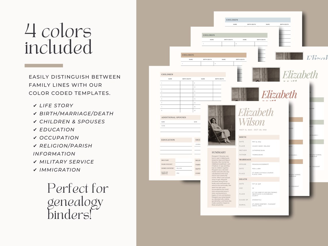 Ancestor Profile Template for Genealogy Research Printable - Etsy