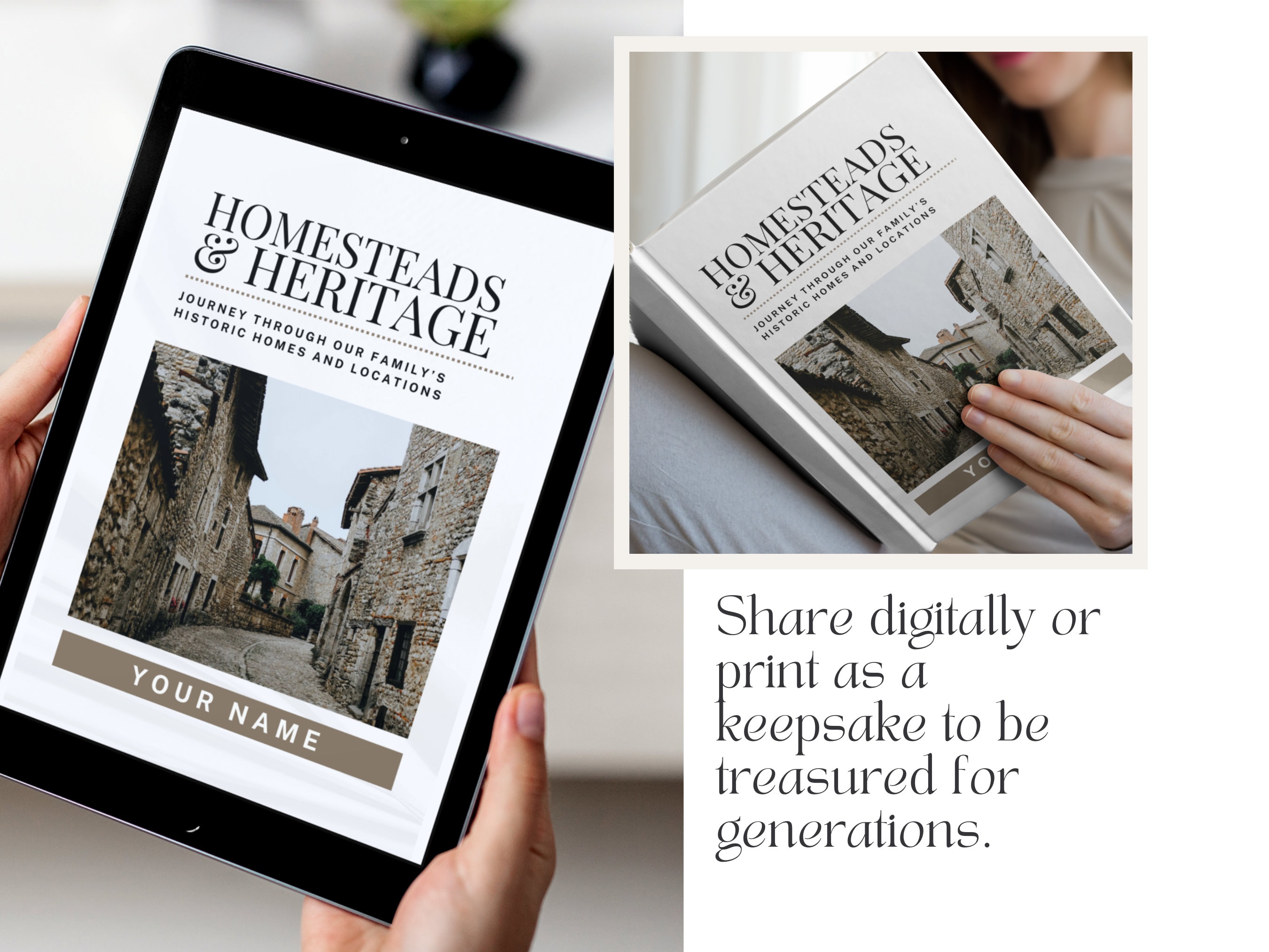 Family History Book Template - Homes & Heritage | Genealogy Printable | Unlimited Pages | Canva ...